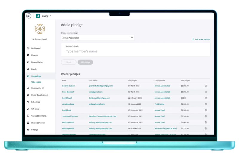 Catholic Church Pledge Tracking Software | Pushpay